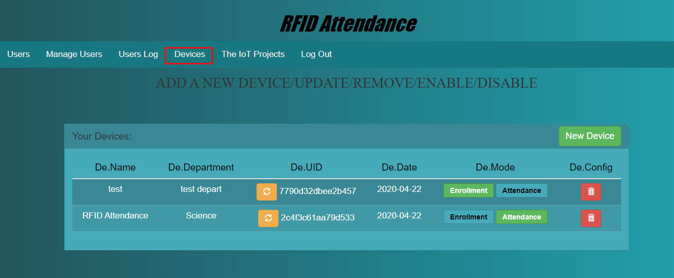 Rfid Based Attendance System Using Nodemcu With Php Web App