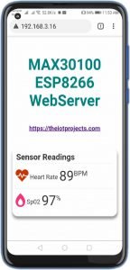 MAX30100 Pulse Oximeter Webserver using NodeMCU ESP8266