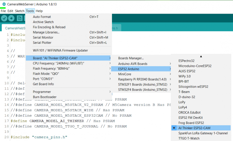 Program ESP32 CAM to Stream Video Over Wi-Fi