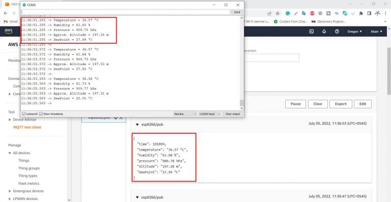 AWS IoT Core With ESP8266 & BME280 Sensor - IoT Projects Ideas