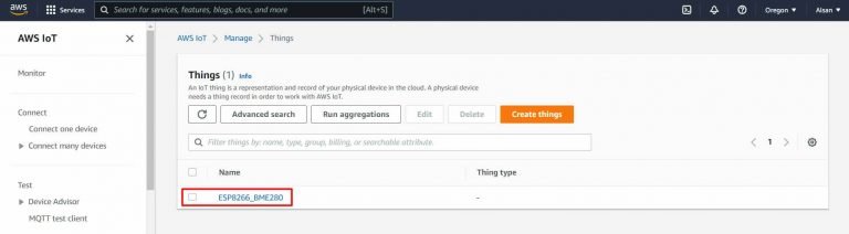 AWS IoT Core With ESP8266 & BME280 Sensor - IoT Projects Ideas