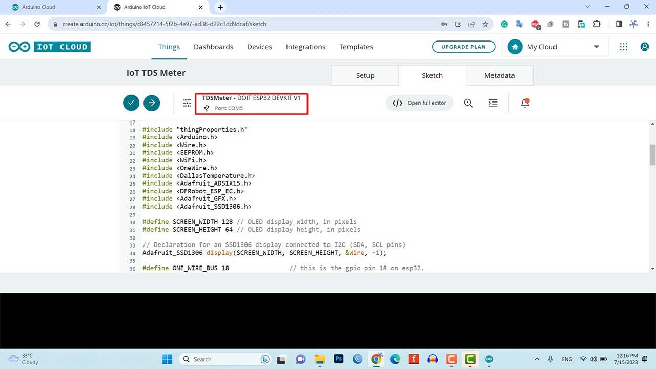 IoT Water Quality Monitoring with TDS Sensor & ESP32